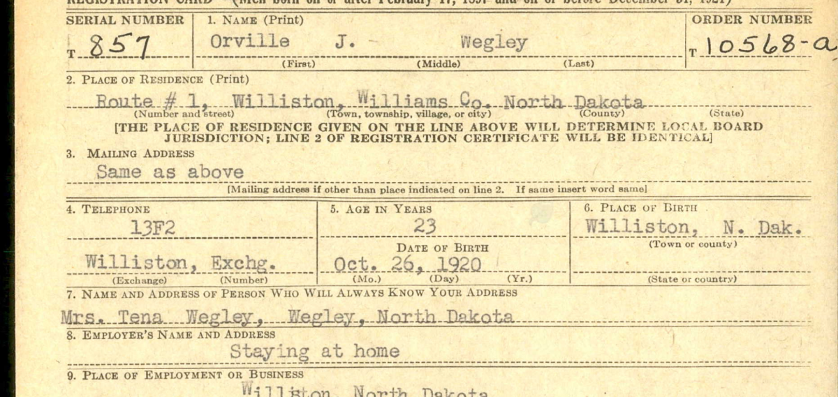 Orville Jack Wegley – Tracy and Family